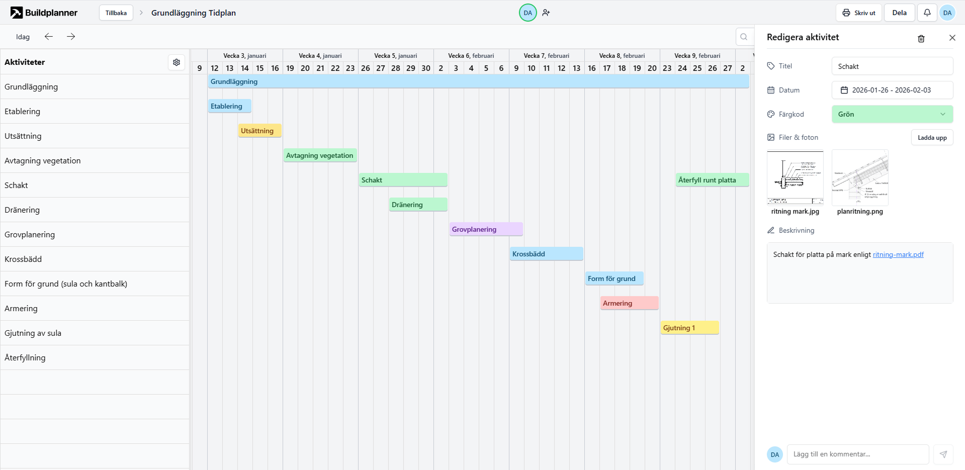 Free Construction Schedule Generators | Buildplanner | Buildplanner